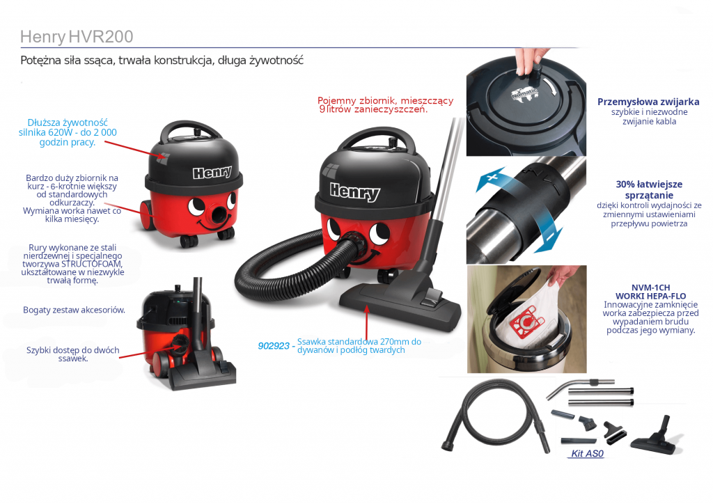 Henry HVR200 Numatic potężny odkurzacz do zanieczyszczeń suchych